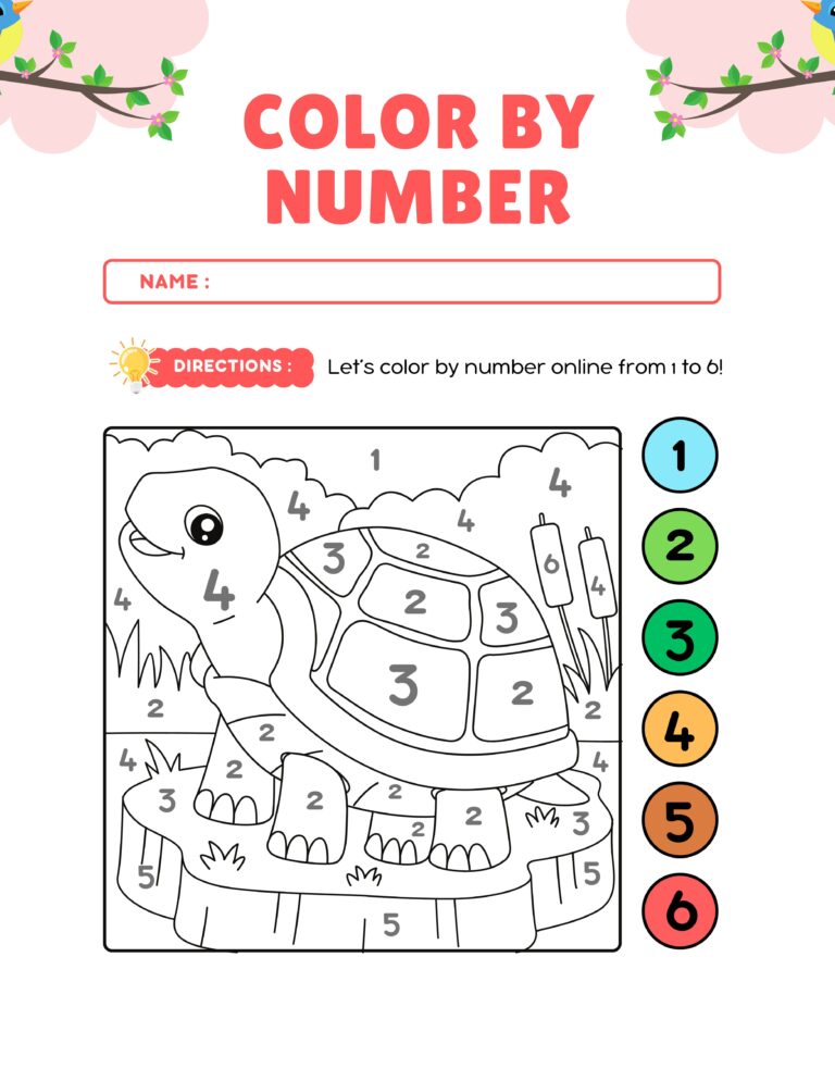 Color by Number Worksheet Animals in Colorful Illustrative Style ...